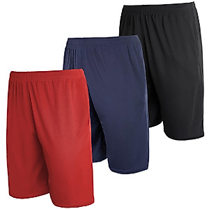 Real Essentials Mens Mesh Shorts Active Wear Athletic Short Men Basketball Pockets Workout Gym Soccer Running Summer Fitness Quick Dry Casual Clothes Sport Training Hiking, Set 8, 3XL,Pack of 5