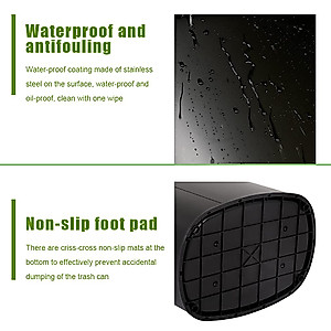 Hkeli Kitchen Trash Can 13 Gallon/50 Liter Garbage Automatic Touchless Stainless Steel Durable with Lid Brushed Waste Bin for Bathroom Bedroom Home Office (Black) 17.3 x 23.6 inches