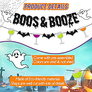 35 PCS Boos & Booze Decorations Halloween Banner Ghost Bat Wall Decor Potion Horror Pumpkin Witches Theme for Halloween Festival Party Supplies