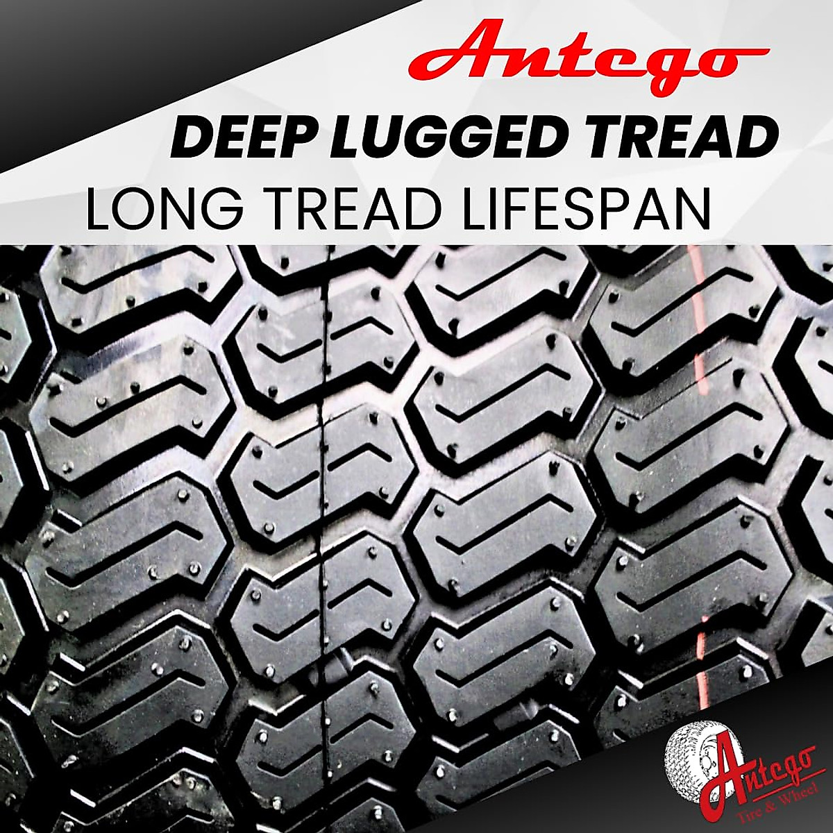 Antego Tire & Wheel - Set of Two 18x9.50-8 4 Ply Tire & Wheel Assemblies | White 8x7 Wheel | Direct Replacement for Toro/Exmark 110-6883, 120-2249 | Suitable for Golf Carts & Some Craftsman Mowers