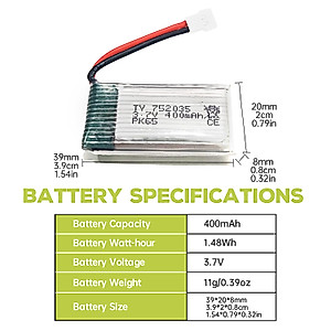sea Jump 5PCS 3.7V 400mAh Li Battery with 5in1 Charger for SYMA Q11 H99W H31 H6C H98 TR-C385 TR-P51 TR-F22 Quadcopter Parts Aircraft Model Drone Battery AT-96