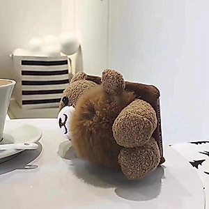 Losin Compatible with iPhone 12 Cute Case Lovely Plush Furry Cartoon 3D Bear Kickstand for Women and Girls Kawaii Case Soft TPU Shockproof Protective Cover for iPhone 12, Brown