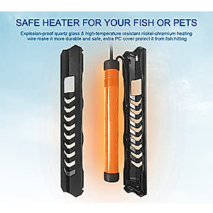 JamgoZoo Aquarium Heater with Thermostat: 100W/200W/300W/500W Fish Tank Heater, 200W Submersible Fresh & Saltwater Heater for Fish Tank with External Temperature Smart LED Display Controller