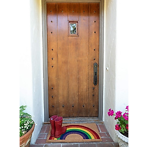 KAF Home New Coir Doormat, Heavy-Duty, Weather Resistant, Non-Slip PVC Backing, Indoor and Outdoor Use, Rainbow