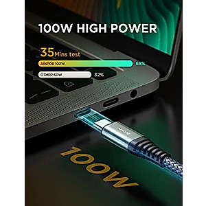 AINOPE [0.5M/1.5FT] USB C Extension Cable Nylon Braided USB C Extender USB 3.2(10Gbps) Sync Transfer 100W/5A Fast Charging Compatible with USB C Hub/Dell XPS/MacBook/iPad Pro/Magsafe Charger