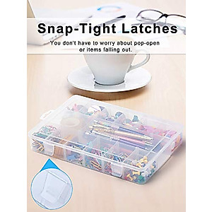 iBune 18 Grids Large Plastic Compartment Container, Bead Storage Organizer Box Case with Adjustable Removable Dividers for Jewelry Craft Tackles Tools, Size 11.7 x 7.7 x 1.7 in, White