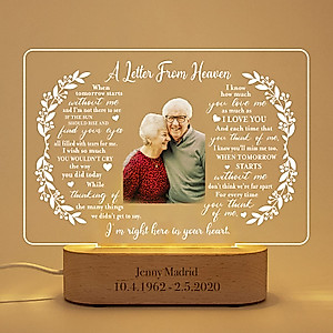 Magic Lunar Personalized Unique Sympathy Gifts For Loss Of Mom Custom In Memory of Loved One Light Up Picture Frames with Photo and Text Memorial Plaque Night Light Lamp