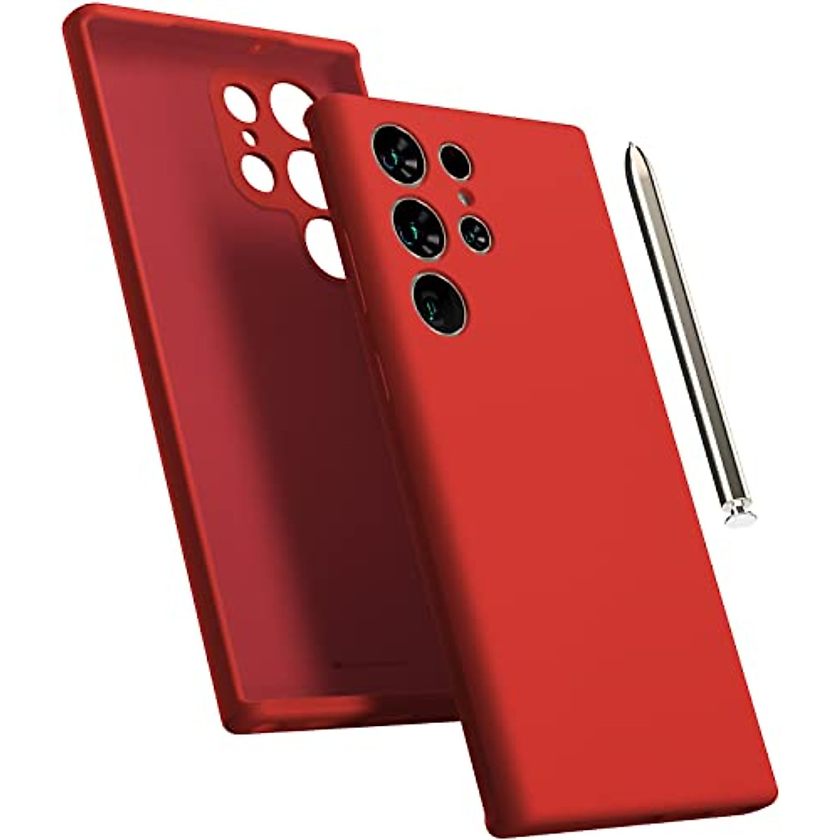 GOOSPERY Liquid Silicone Designed for Galaxy S23 Ultra Case Silky-Soft Touch Full Body Protection Shockproof Cover Case with Soft Microfiber Lining - Red