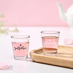 DAZLUTE Godparents Proposal Gift, 2 OZ Godfather Godmother Shot Glasses Set of 2, Godmother Proposal Gifts, Mother's Day Father's Day Birthday Christmas Baptism Gifts for Godparents from Godchild