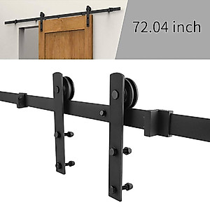 WOHLLEBEN 6 Feet Heavy Duty Sliding Barn Door Hardware Kit Easy to Install, Smoothly and Quietly, Sliding Doors Hardware Track Kit Suitable for Bedroom and Barn Storage(Classic, 72.04 inch)