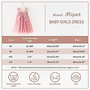 Miipat Baby Girls Tulle Dress Sleeveless Floral Butterfly Tutu Dress Toddler Girls Birthday Party Princess Dresses(DarkPink, 18-24M)