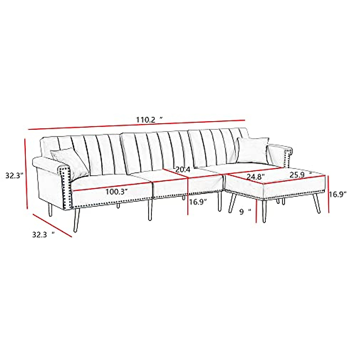 hansones 65'' 3-in-1 Folding Sofa Bed – Queen Size Pullout, Modern Chenille Fabric, 360° Swivel Table, Easy Assembly – Perfect for Living Room