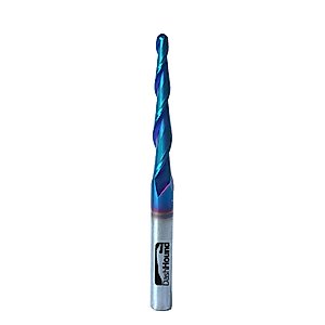 DashHound BRB224 Milling Cutters 2 Flutes Ball Nose Solid Carbide Up Cut CNC Spiral Bits NACO Coated 2D 3D Carving Router Bit 2.4Deg with 1/8 Inch Cutting Dia, 1/8"CD X 1-1/2"CL X 1/4"SD X 3"OL