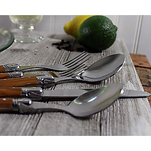 Laguiole 20 Piece Flatware Set – Stainless Steel Cutlery Set – Dishwasher Safe Silverware Set – Luxurious Utensil Sets w/Knives, Spoons and Forks Set (Wood Grain, Service for 4)