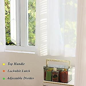 BangQiao Small Plastic Storage Box with Handle and Adjustable Dividers, Multipurpose Lockable Container Case for Sewing, Stationery, Art&Craft Supplies, Cosmetics, First Aid Kit, Clear/Smoke Green