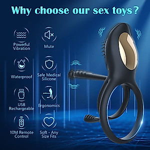 Vibrating Penis Ring for Couples Sex Toys Vibrator,Male Erection Enhancing and G Spot Clitoral Vibrator,Vibrating Cock Ring with 10 Vibration Modes,Couples Gifts Adult Sex Games Pleasure