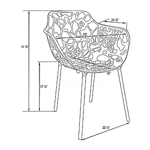 LeisureMod Devon Modern Aluminum Indoor-Outdoor Stackable Patio Dining Armchair, Orange