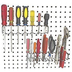RightArrange Pegboard Tool Organizers, 2-Pack - Screwdriver Holder and/or Pliers Rack Accessory - Hooks to Any Peg Board - Pegboard Organization Accessory for Workbench, Garage, Tool Shed, Craft Room