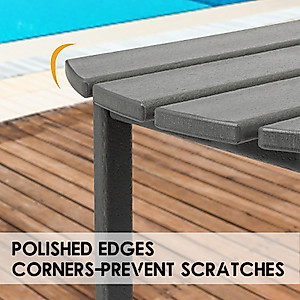 DAILYLIFE Outdoor Side Table, Adirondack Patio End Tables, Small Outdoor Coffee Table, HDPE Plastic End Table for Lawn, Garden, Beach, Pool, Balcony (Slate Gray, Single Layer)