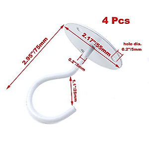 Pastlla 4Pcs Ceiling Hooks, Wall Mount Ceiling Metal Hooks Hanger Iron Bracket Hooks for Hanging Plants Flowerpots Lanterns Decoration Lights, for Indoor & Outdoor Use 2.17" (White)