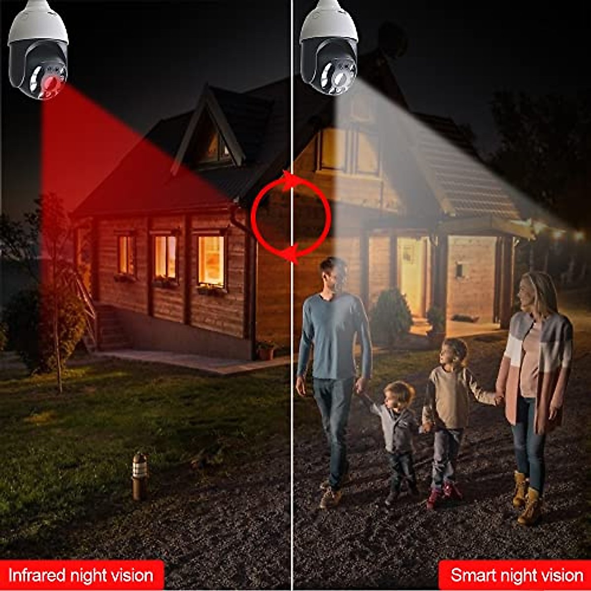 EVERSECU 2K 4MP Light Bulb Security Camera, Outdoor Waterproof, 360° View, 2.4G WiFi&Wireless, Motion Detection, Auto Tracking, 2 Way Audio, Color Night Vision, Work with Alexa Google
