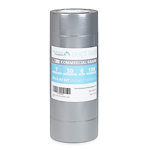 Blue Summit Supplies 6 Pack Duct Tape Multi Pack, Tear by Hand Design, Silver, Strong 7mil Thickness, Commercial Grade Strength, 30 Yard Length, 180 Total Yards Value Pack