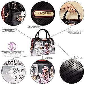 Nicole Lee Sara is Soft but Strong Small Handbag, Black Diamond Embellished Studded Handbag with Adjustable, Detachable Crossbody Strap