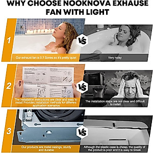 NookNova Quiet Bathroom Exhaust Fan with Light, 100 CFM, 0.7 Sones Household Ventilation Fan, Energy STAR Bathroom Vent Fan with Light Combo, HVI/FCC/ETL Listed Bath Ceiling Fan with 11W LED light