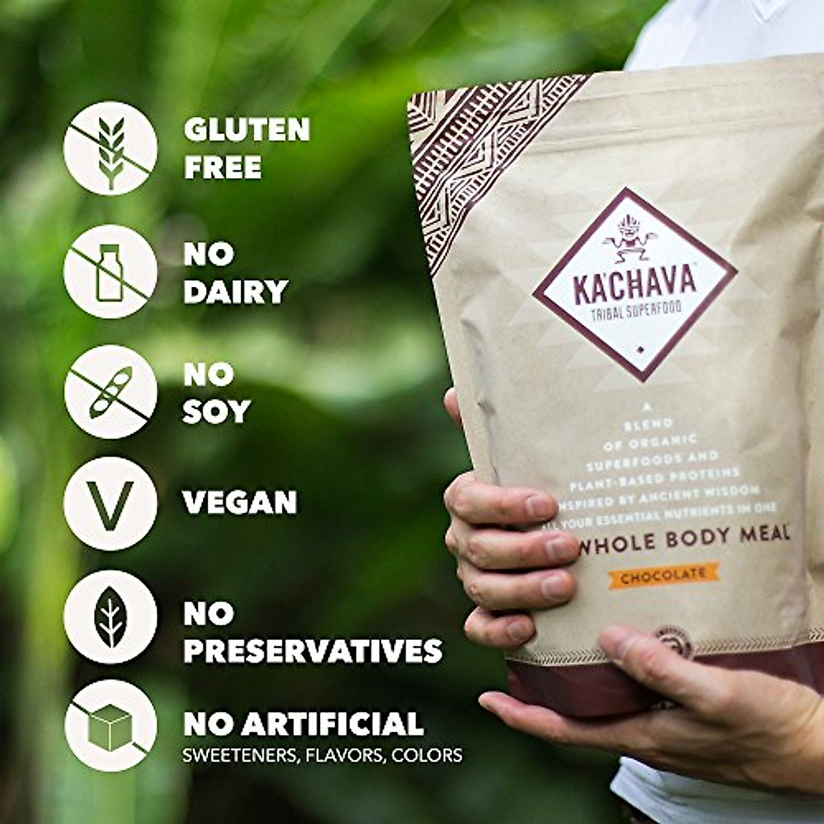 Ka’Chava Meal Replacement Shake - A Blend of Organic Superfoods and Plant-Based Protein - The Ultimate All-In-One Whole Body Meal. (Chocolate) 930g Bag = 15 meals (62g serving size)