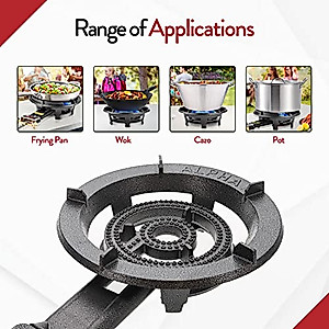 GasOne 2051 Cast Iron Gas Cooker Stove with 0-20PSI Propane Regulator and 4ft Hose for Outdoors, Burner