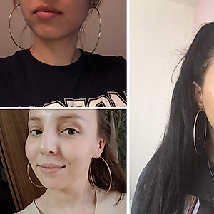 Huge Gold Hoop Earrings for Women - Plated Gold Stainless Steel Hooped Earrings for Women, 70-100mm Large Gold Hoop Earrings