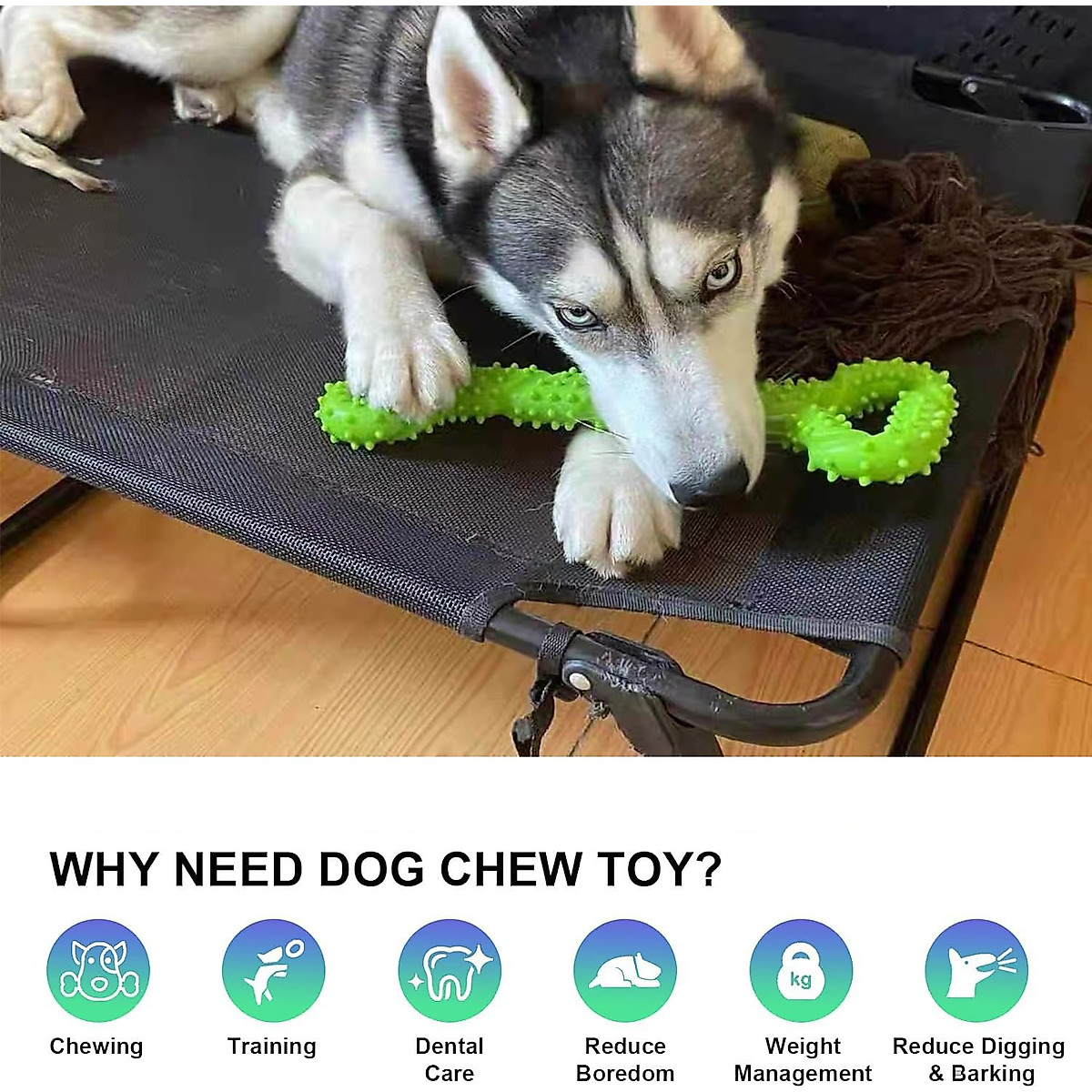 Extra Large Bone Dog Toy 13 Inch - with Convex Design Durable Dog Chew Toy Tug of War Stimulating Toy for Aggressive Chewers Medium and Large Dog Breeds Tooth Cleaning Training Interactive (Green)