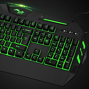 BAKTH 7 Colors LED Backlit Gaming Keyboard, Mechanical Feeling and Waterproof, Illuminated USB Wired Keyboard for Pro PC Gamer or Office