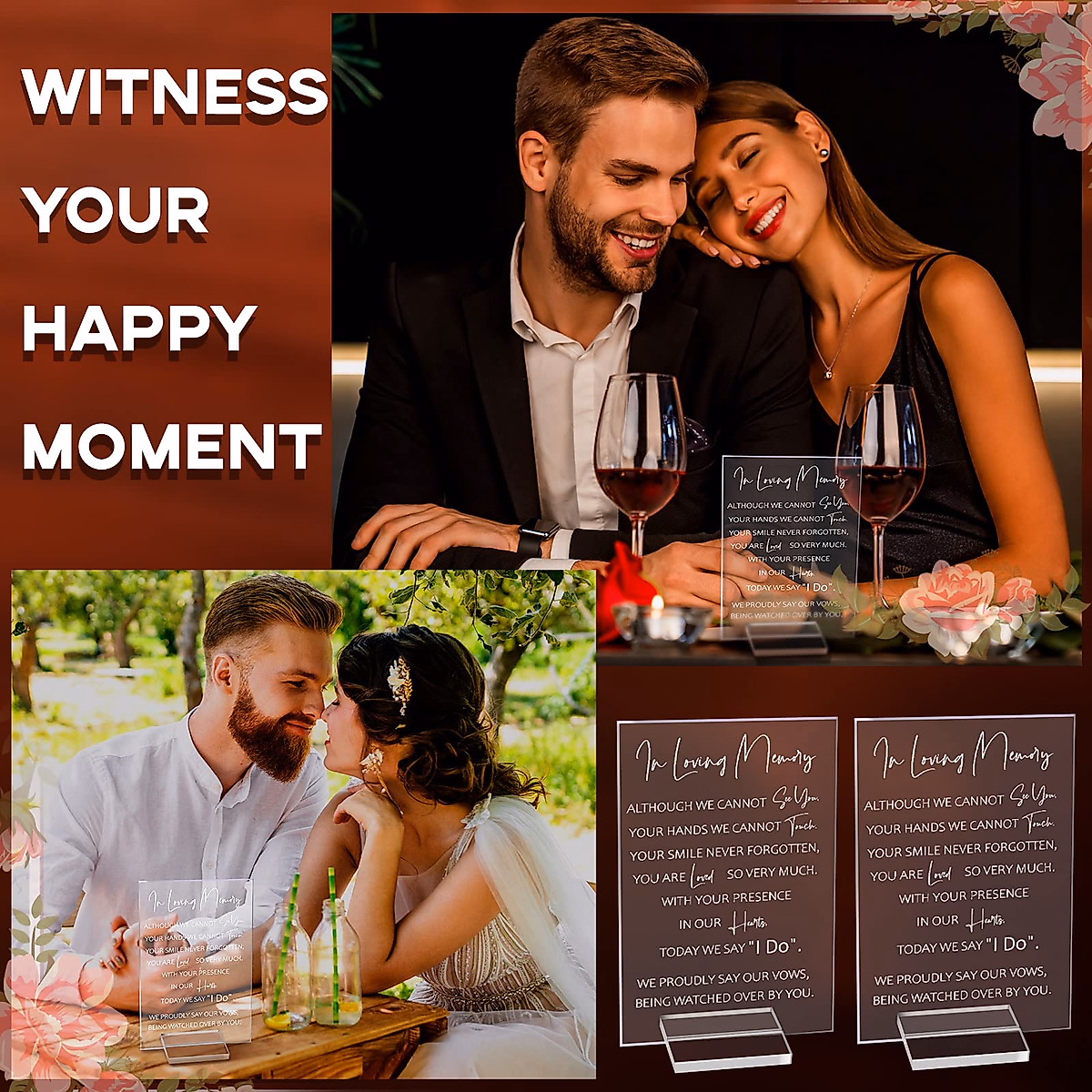 Chunful Memorial Table Sign for Wedding, Acrylic Wooden Wedding Reception Signs, Sympathy Gift in Loving Memory Sign, Memorial Signs Gift Anniversaries Reunions(Bright)