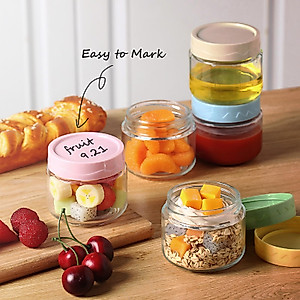 Layhit 9 Pcs Overnight Oats Jars 9.5 oz Glass Jar with Screw Lid Leak Proof Overnight Oats Container Salad Dressing Storage Jars Reusable Food Jars for Condiment Sauce Spice Sugar Yogurt, 5 Colors