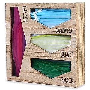 UPTRUST Ziplock Bag Storage Organizer, Farmhouse Wood Kitchen Food Baggie Dispenser Box for Kitchen Drawer Organizer, Compatible with Most Brands Gallon Bag, Quart Bag, Sandwich Bag, Snack Bag