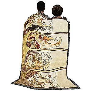 Pure Country Weavers The Seasons Vintage Fine Art Poster Blanket by Alphonse Marie Mucha - Gift Tapestry Throw Woven from Cotton - Made in The USA (72x54)