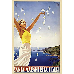 Magnet Santa Margherita 1950s Vintage Style Italian Seaside Travel Magnet Vinyl Magnetic Sheet for Lockers, Cars, Signs, Refrigerator 5"