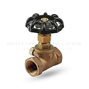 Midline Valve 632U256 Stop Valve with Drain, No Lead 3/4 in. FIP Connections, Brass
