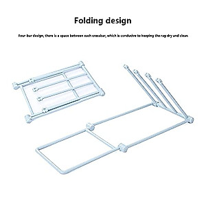 LEILIN Folding Kitchen Bathroom Towel Rack ,Towel Stand ,Rag Rack Dish Washing Cloth Draining Organizer ,Towel Shelves Sponge Holder for Kitchen (Blue)