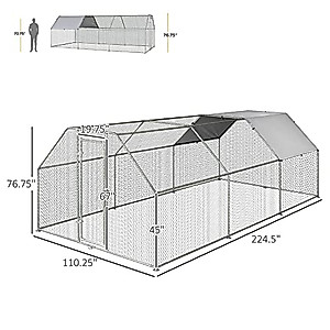 PawHut 18.5' Metal Chicken Coop Run with Roof, Walk-in Chicken Coop Fence, Chicken House Chicken Cage Outdoor Chicken Pen Hen House
