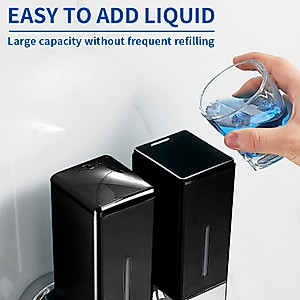 Wall Mounted Bathroom Shower Pump Dispenser,Soap Shampoo Conditioner Dispenser Wall Mount, Liquid Soap Dispenser for Hotel, Home, School,Kitchen 【500ml Black -Non Drill +Drill 】