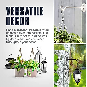 Monarch Abode 20044 Wall Mount Plant Hook Premium Metal Decorative Hanging Bracket for Plants Bird Feeders Planters Home Decor, Heavy Duty, 7.5 inch, Set of 2, Classic White