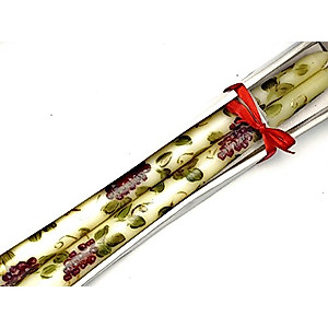 Hand Painted Decorative Taper Candle Set with Grape Clusters and Vines Tuscan Grapevine Decor