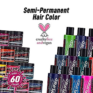 MANIC PANIC Siren’s Song Hair Color - Amplified - Semi Permanent Hair Dye - Neon Blue Green Color - Glows in Blacklight - Vegan, PPD & Ammonia Free - For Coloring Hair on Women & Men