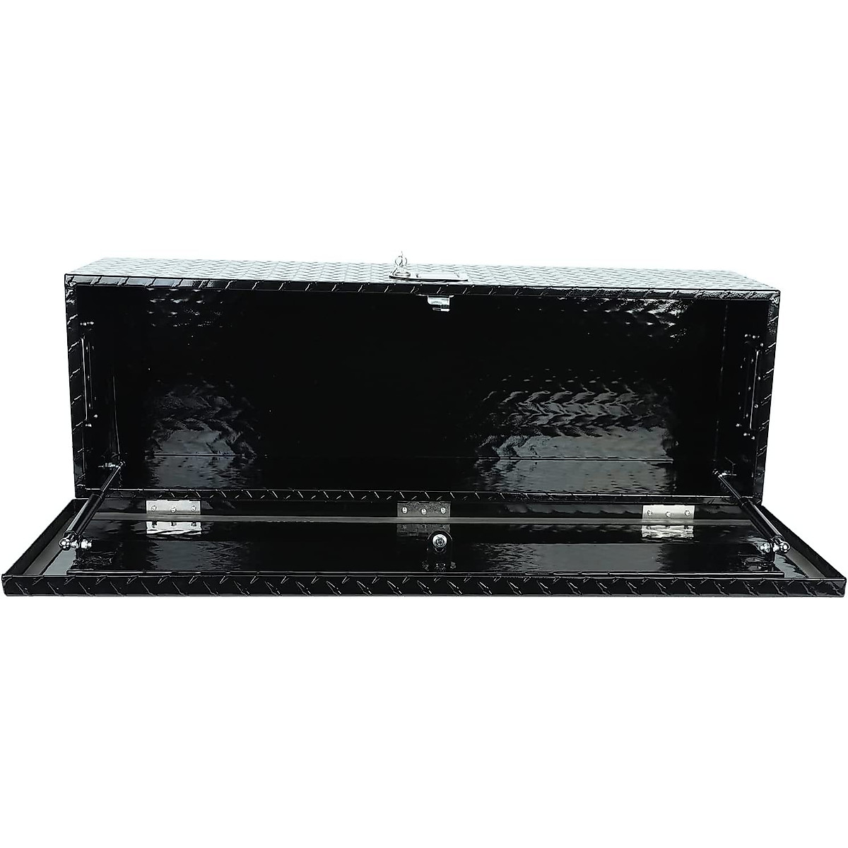 PRFFWK Diamond Plate Truck Bed Tool Box Aluminum Trailer Storage Box for Truck Bed, Pickup, RV, Trailer, Waterproof Truck Box with Side Handle and Lock Keys-39 x 13 x 10 inch,Black