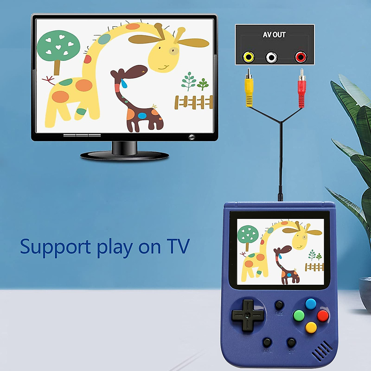 SCCAGIFT 500 Classic Games Handheld Games Console Electronic Memory Game for Kids Adults, Can Play on TV Games (Blue)