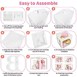 Amandir 137PCS Baby Shower Decoration for Girl Rose Gold Pink Balloon Garland Kit 4PCS Baby Balloon Block Boxes with Letters for Birthday Party Supplies Gender Reveal Decor