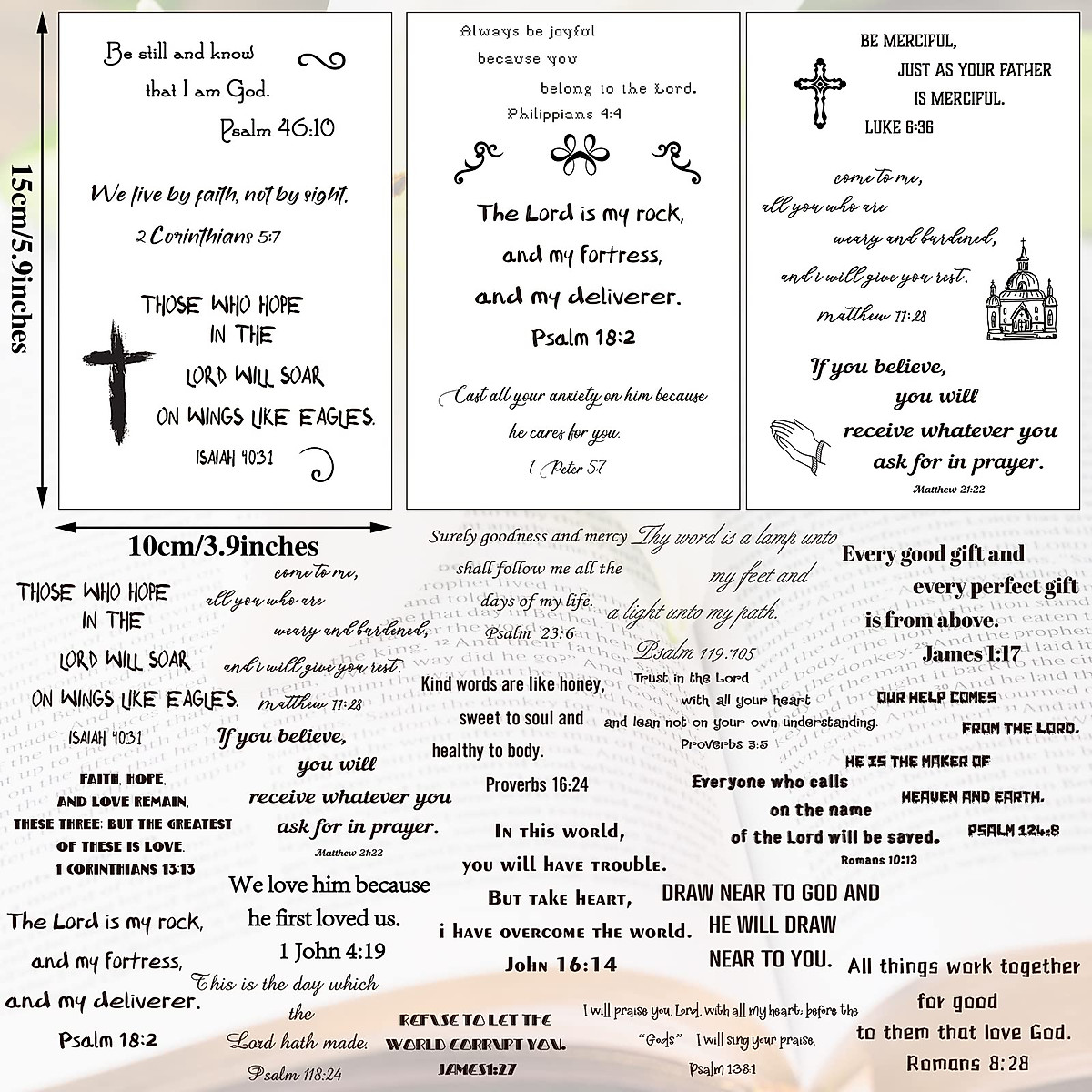 Leelosp 16 Sheet Bible Verses Temporary Christian Quotes Temporary Inspirational Quotes for Adults Women Boys Girls