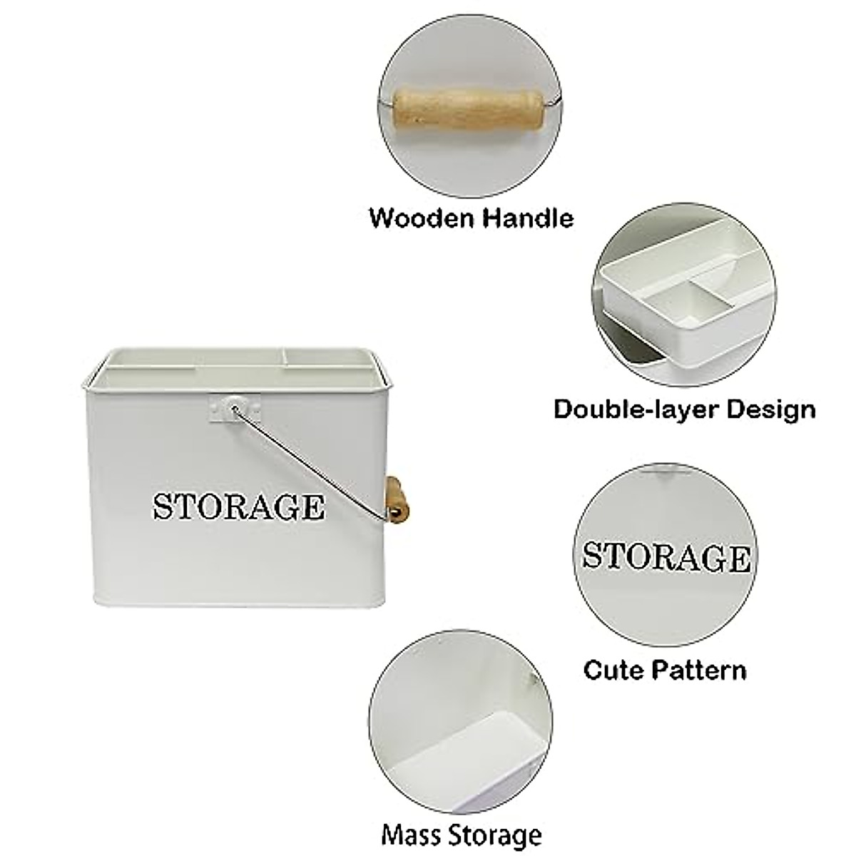 Xbopetda Shower Caddy, Metal Shower Basket with Handle, Portable Storage Organizer Caddy, 2 Tier Divided Basket Bin for Bathroom, Dorm Room, Cleaning Essentials Home Storage for Cleaning Essentials